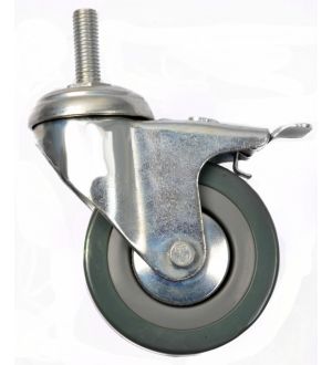 Rueda Industrial Gris Rosca 5" Con Frenos